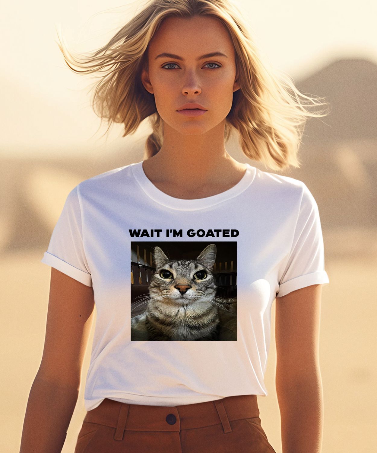 Unkyndled Wearing Wait Im Goated Cat Shirt